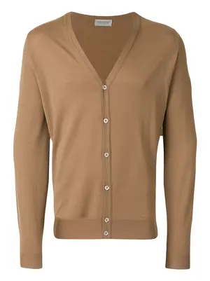 John Smedley Merino Wool Cardigan - Brown