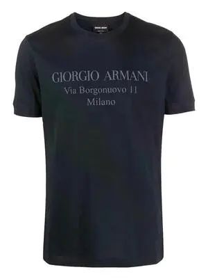 Giorgio Armani Logo Print T-shirt - Blue