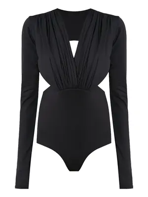 AMIR SLAMA Long Sleeved Bodysuit - Black