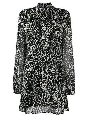 Saint Laurent Graphic Print Shirt Dress - Black