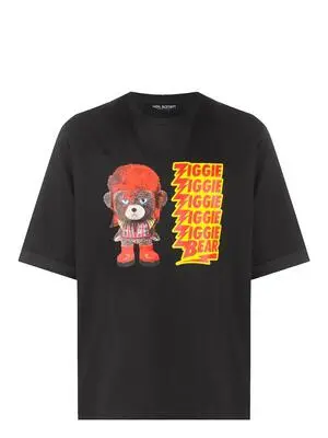 Neil Barrett Ziggie Bear Print Cotton T-shirt - Black