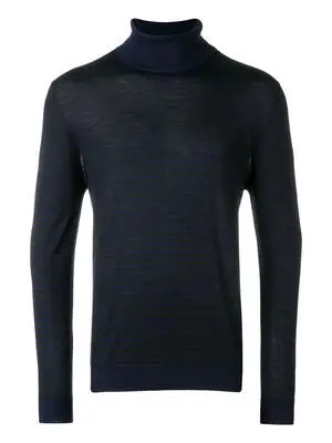 Eleventy Striped Turtleneck Pullover - Black