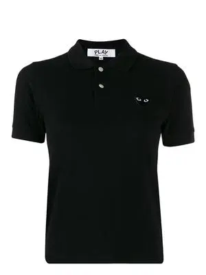 Play Comme Des Garcon Embroidered Heart Polo Shirt - Black