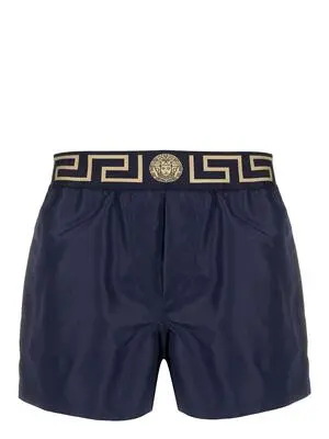 Versace Greca Border Swim Shorts Blue