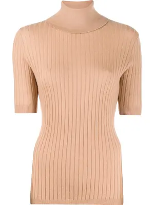 Cashmere In Love Ribbed Victoria Sweater - Neutrals