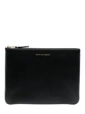 Comme Des Garçons Logo Leather Pouch - Black