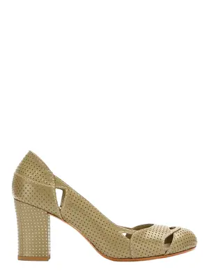 STUDIO CHOFAKIAN Bruxelas Perforated Leather Pumps - Green