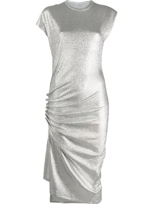 Rabanne Metallic Ruched Side Dress - Silver
