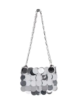 Rabanne Nano 1969 Sparkle Disc Bag - Silver