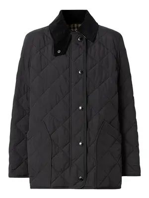 Burberry Diamond Quilted Barn Jacket - Black