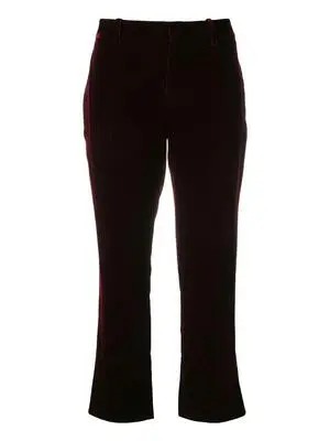 Saint Laurent Mid Rise Velvet Trousers - Red
