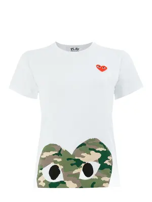 Play Comme Des Garcon Heart Print T-shirt - White