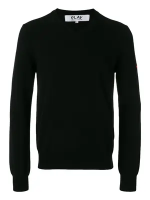Play Comme Des Garcon Heart-patch Sweater - Black