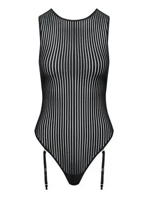MAISON CLOSE Striped Bodysuit - Black