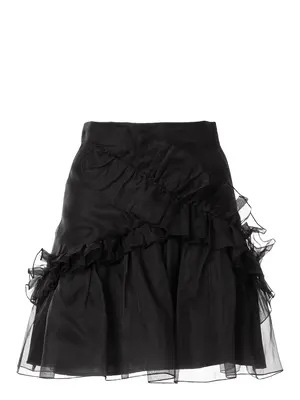 MACGRAW Souffle Ruffle Mini Skirt - Black