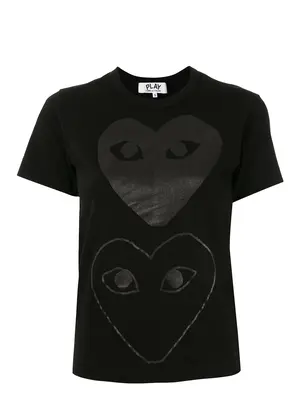 Play Comme Des Garcon Logo Print T-shirt - Black