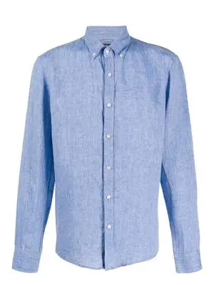 Michael Kors Plain Linen Shirt - Blue