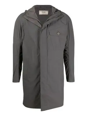 Herno Hooded Parka With Concealed Fastening - Grey