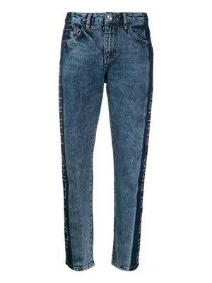 Philipp Plein Logo Paneled Straight-leg Jeans - Blue