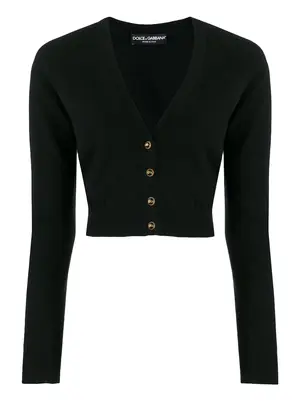 Dolce & Gabbana Cropped Cashmere Cardigan - Black