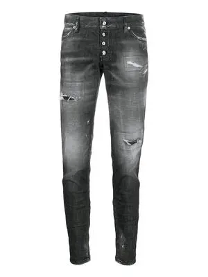 Dsquared2 Distressed Skinny Trousers With Zips - Black
