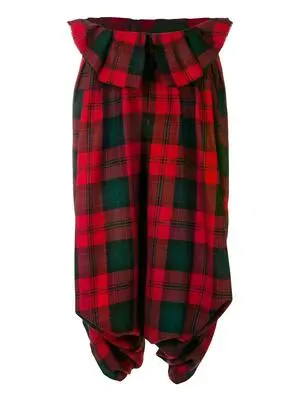 Comme Des Garçons Tartan Drop-crotch Trousers - Red
