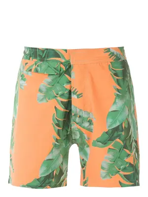 AMIR SLAMA Foliage Print Swim Shorts - Green