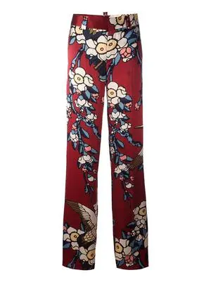 Dsquared2 Printed Wide Leg Trousers - Red