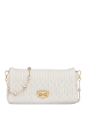 Miu Miu Crystal Shoulder Bag - White