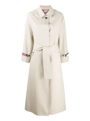 Thom Browne Raglan Sleeve Waterproof Trench Overcoat - Neutrals