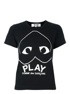 Play Comme Des Garcon Logo Print T-shirt - Black