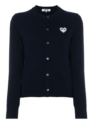 Play Comme Des Garcon Embroidered Heart Cardigan - Blue