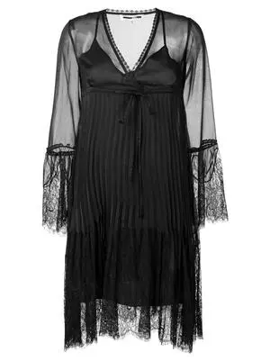 Alexander McQueen Embroidered Lace Plisse Dress - Black