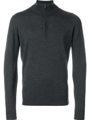 John Smedley Zip-neck Jumper - Grey