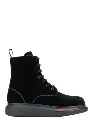 Alexander McQueen Velvet Oversized Sole Boots - Black