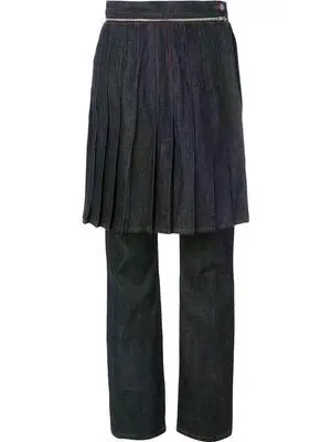 Jean Paul Gaultier Denim Trousers With Overlayed Skirt - Blue
