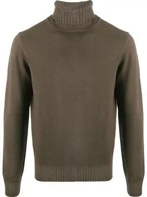 DELL'OGLIO Mastice Ribbed Roll-neck Jumper - Brown