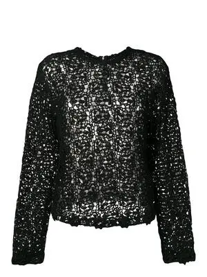 Comme Des Garçons Crochet Long Sleeved Blouse - Black