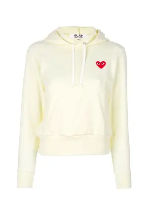 Play Comme Des Garcon Heart-patch Hoodie - White