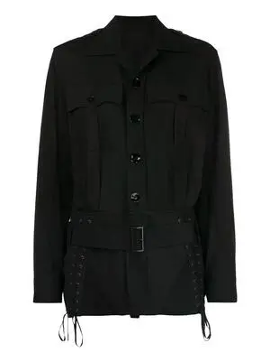 Jean Paul Gaultier Lace-up Detailing Belted Jacket - Black
