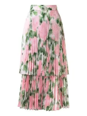 RICHARD QUINN Floral Print Pleated Skirt - Pink