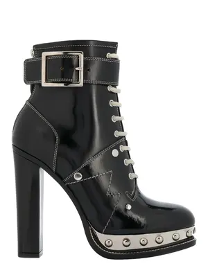 Alexander McQueen Studded Platform Ankle Boots - Black