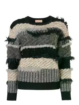 Issey Miyake 80's Striped Jumper - Black