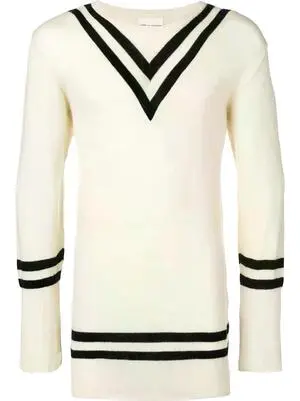 Comme Des Garçons Stripe-detail Wool Jumper - White