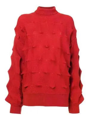 Issey Miyake Zigzag Structure Roll Neck Sweater - Red