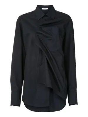 AGANOVICH Twist Front Longline Shirt - Black