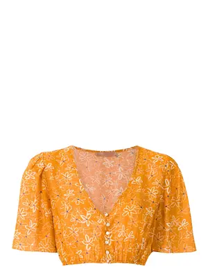 CLUBE BOSSA Runa Printed Crop Blouse - Orange