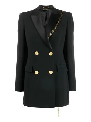 Versace Chain Detail Double-breasted Blazer - Black
