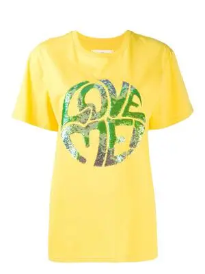 Alberta Ferretti Sequinned Print T-shirt - Yellow