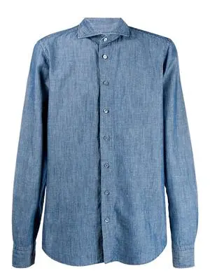 DELL'OGLIO A Cutaway Collar Shirt - Blue